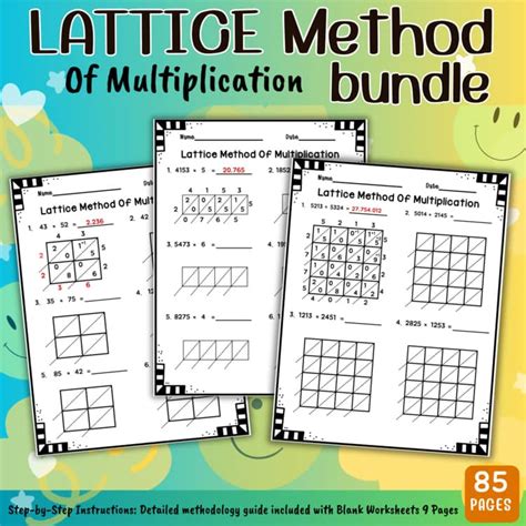 Multiplication Math Worksheet Bundle Area Model Lattice And Standard Algorithm