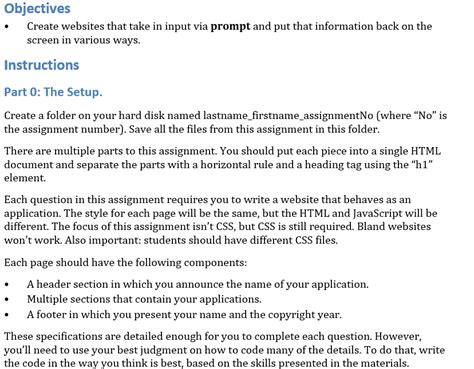 Solved Create Websites That Take In Input Via Prompt And Chegg