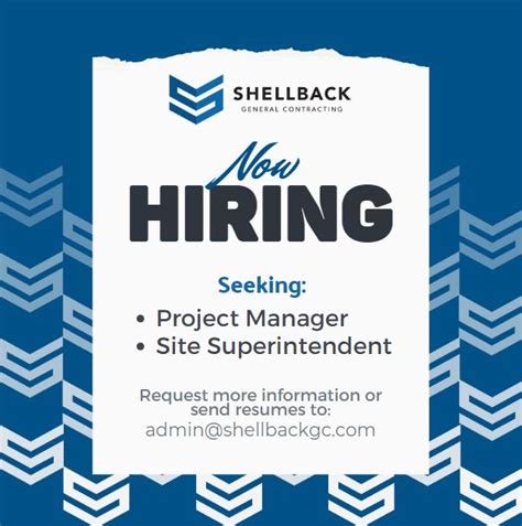 Now Hiring Shellback Is Currently Seeking A Project Manager And Site Superintendent To Be Based