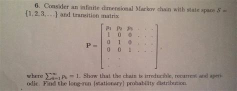 6 Consider An Infinite Dimensional Markov Chain With