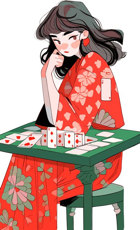 唯美梦幻红衣女孩插画png素材