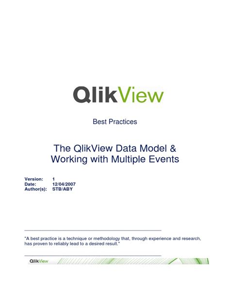 The Qlikview Data Model Best Practices Pdf Conceptual Model Data Model