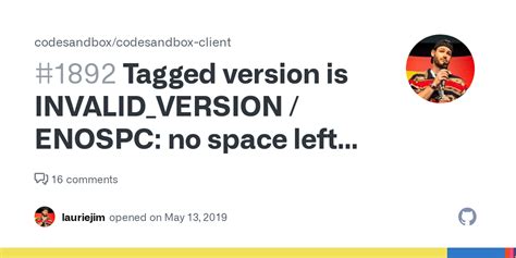 tagged version is invalid version enospc no space left on device