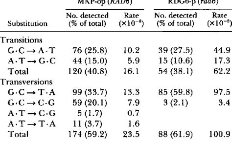 Base Pair Substitutions Download Table