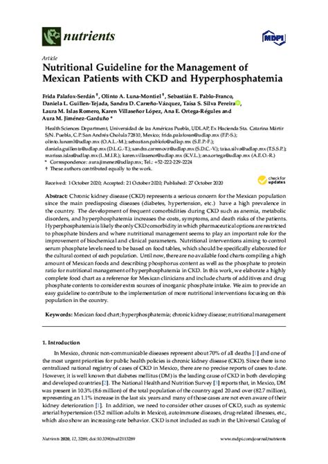 Pdf Nutritional Guideline For The Management Of Mexican Patients With Ckd And Hyperphosphatemia