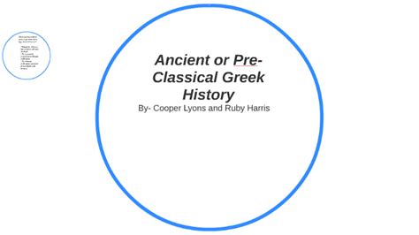 Ancient Or Pre Classical Greek History By Cooper Lyons