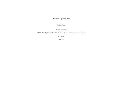 Prac 6665 Week 2 Assignment Practicum Experience Plan Pep Course Resources