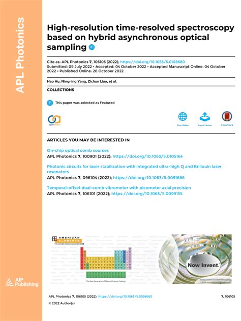 Pdf Fast And High Resolution Time Resolved Spectroscopy Assisted By