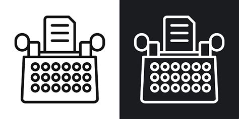 타자기 아이콘 집합입니다 빈티지 카피라이터 벡터 기호입니다 오래 된 복고풍 작가 기계 기호입니다 쓰기 Typer 도구 장치 픽토그램은 검은색으로 채워지고 윤곽선이 있는