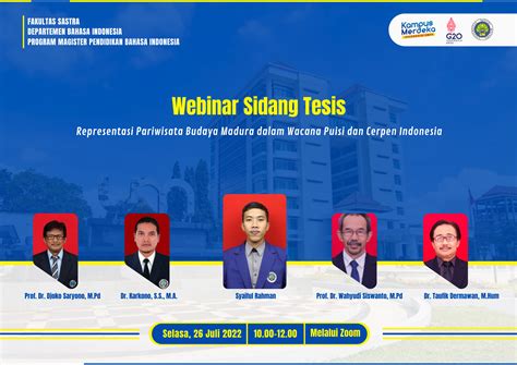 Ujian Tesis Program Magister Pendidikan Bahasa Indonesia A N Syaiful Rahman Fakultas Sastra