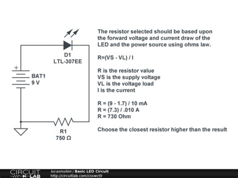 Basic LED Circuit CircuitLab