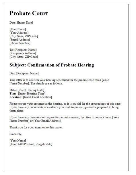 Letter Template For Probate Legal Proceedings Free Samples In Pdf Letterin