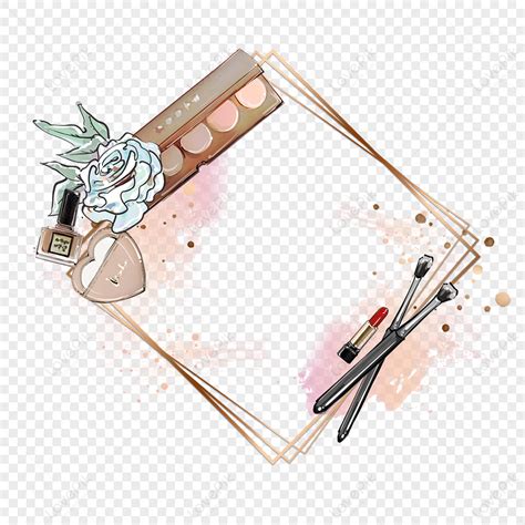 Fashion Watercolor Cosmetics Border Square Border Decorative Borders Lipstick Free Png And