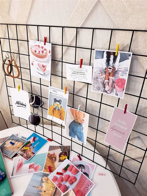 ᐉ Органайзер дошка настрою Мудборд Wuw сітка для нотаток та фотографій 100х80 см з прищіпками 12