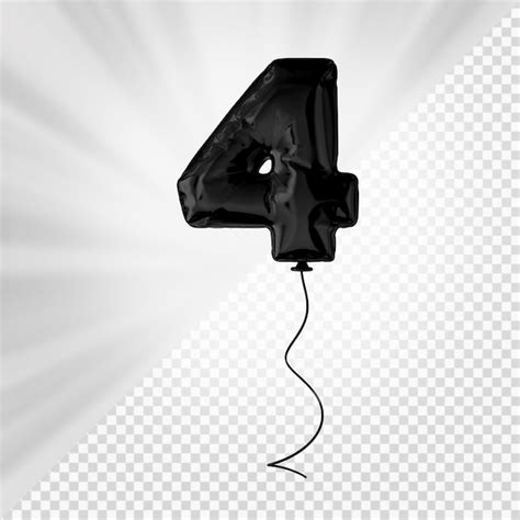 Premium PSD | Black balloon number 4