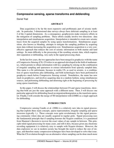 Pdf Deblending By Physical Transforms Compressive Sensing Sparse