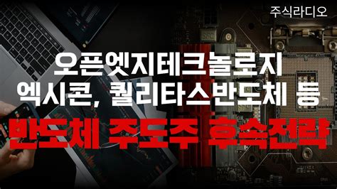 오픈엣지테크놀로지엑시콘퀄리타스반도체 등 반도체 주도주 후속전략 Youtube