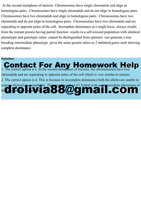 At The Second Metaphase Of Meiosis Chromosomes Have Single Chromatidpdf