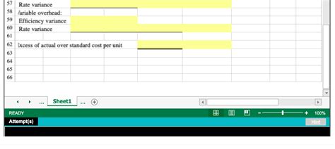 Solved Excel Sim Basic Variance Analysis And The Impact Of