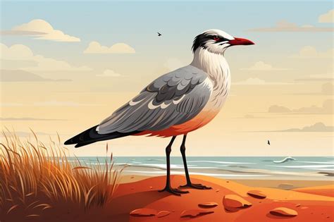Premium Ai Image Colorful Vector Art Of Minimalist Illustration Of A Seagull Ai Generated
