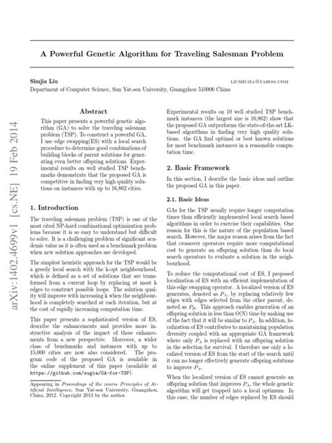 A Powerful Genetic Algorithm For Traveling Salesman Problem Pdf