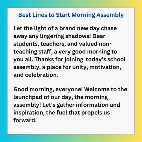 20 Best Lines To Start Morning School Assembly