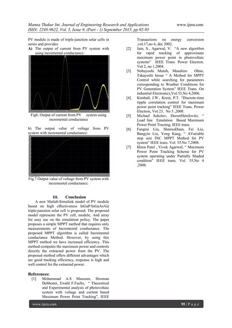 A Matlab Simulink Modal Of Triple Junction Solar Cell And Mppt Based On Incremental Conductance