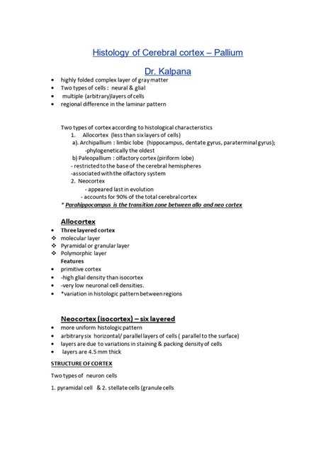 Histo Cerebrum Notes Pdf
