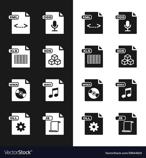 set 3ds file document xls xml ogg wma wav js vector image