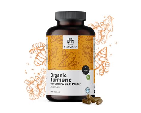 БИО Куркума 480 мг с джинджифил и черен пипер 365 капсули Healthyworld Bg