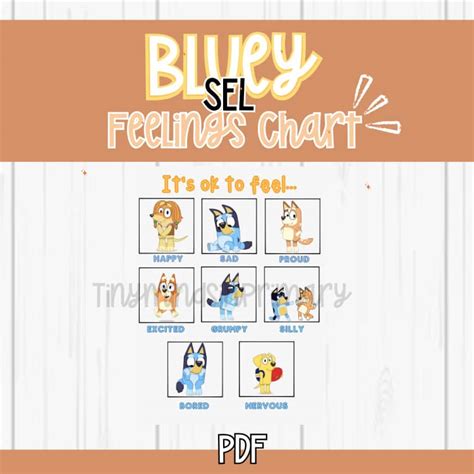 Bluey Social Emotional Learning Chart Printable Digital Download For