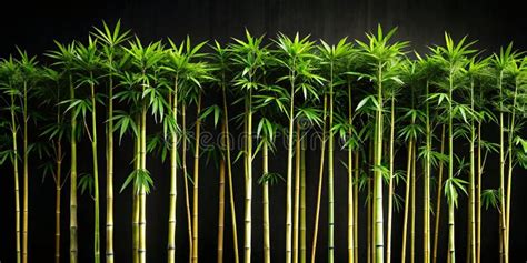 A Row Of Bamboo Plants Are Shown In A Black Background Ai Created
