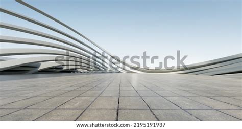 콘크리트 바닥이 있는 추상적 미래 건축의 스톡 일러스트 2195191937 Shutterstock