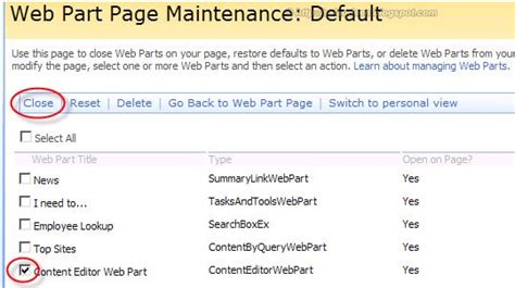 Web Part Maintenance Page In SharePoint SharePoint Diary