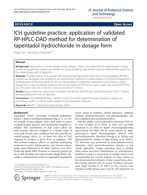 Pdf Ich Guideline Practice Application Of Validated Rp Hplc Dad Method For Determination Of