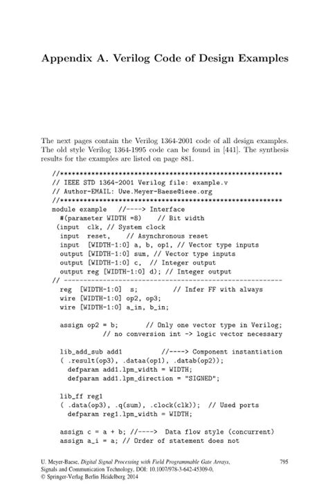 Appendix A Verilog Code Of Design Examples Docslib