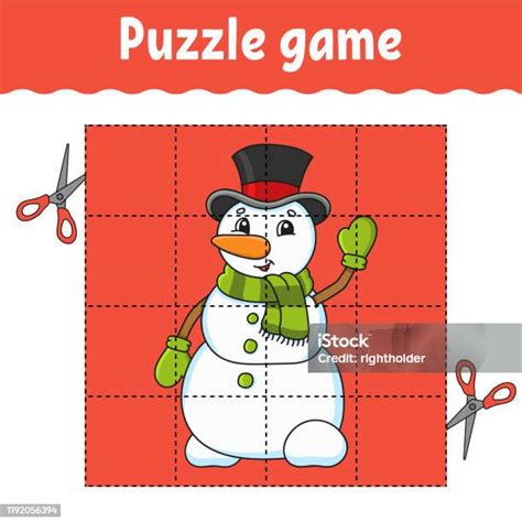 아이들을위한 퍼즐 게임 교육 개발 워크 시트 아이들을위한 게임을 학습 활동 페이지 유아용 유치원 수수께끼 귀여운 만화 스타일의 간단한 평면 고립 벡터 일러스트 눈사람에 대한