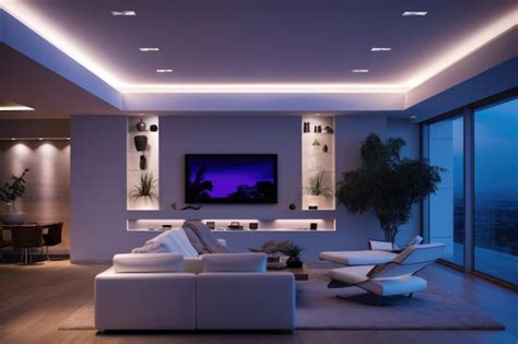 Premium Photo Modern Living Room With Ambient Lighting