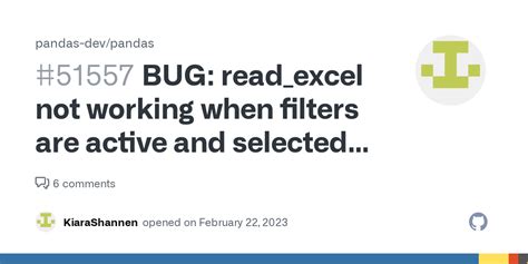 Bug Readexcel Not Working When Filters Are Active And Selected In Worksheet · Issue 51557