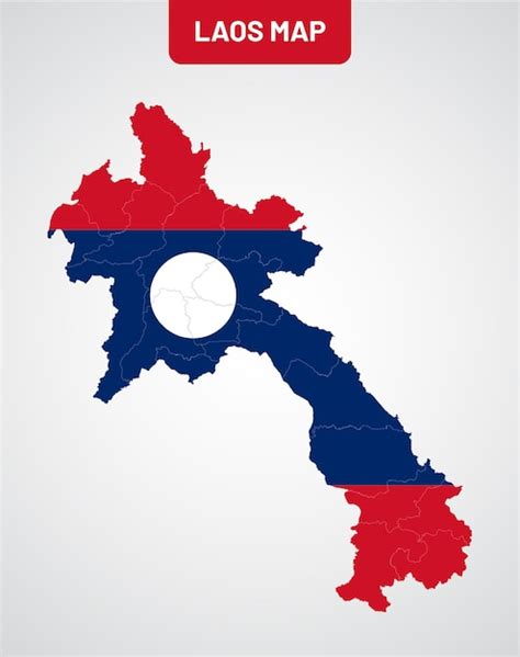 Laos Flag Map
