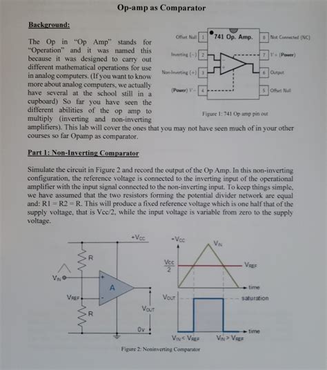 Solved Op Amp As Comparator Background Offset Null 1 741