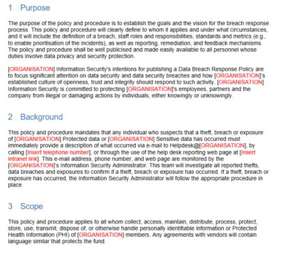 Policy Procedure For Data Breach Response GRCReady