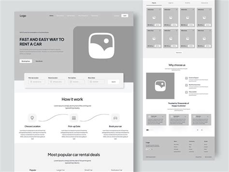 UX Flow Wireframe For Rent A Car Website In Web Design