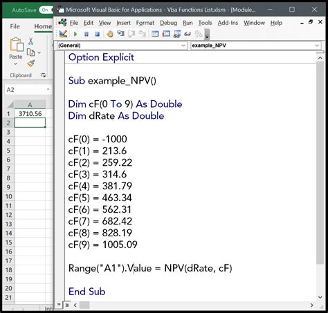 Vba Npv Function Syntax Example