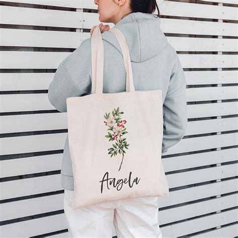 Birthflower Tote Bags Personalized Cotton Tote Bags For Women Tshire