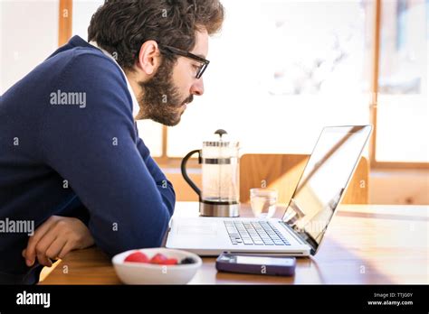 Old Man Looking At Computer Hi Res Stock Photography And Images Alamy