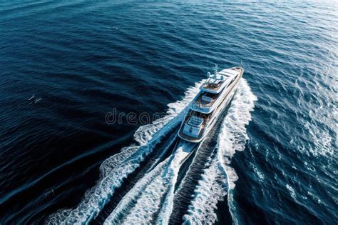 Luxury Motor Yacht Cruising In The Open Sea At High Speed Stock Illustration Illustration Of