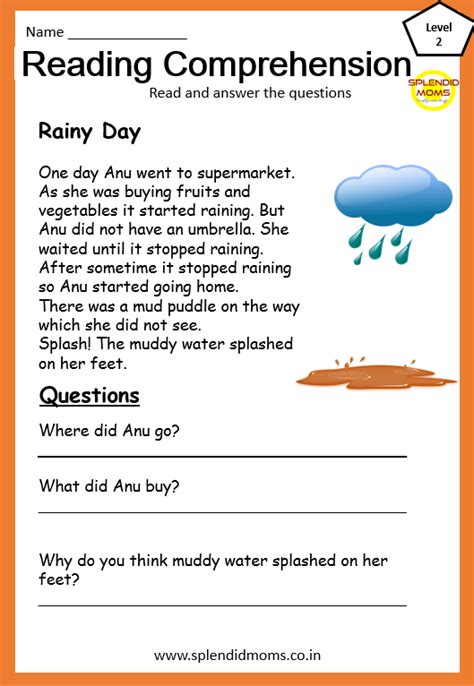 Comprehension Passages Level 2 Set 4 Splendid Moms