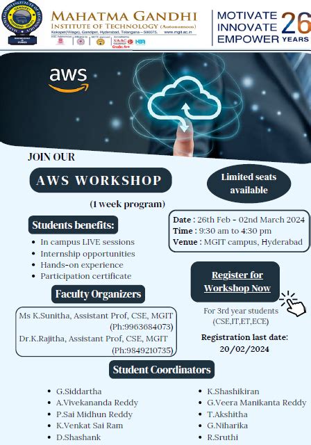 A One Week Industrial Workshop On AWS CLOUD DEVELOPER ASSOCIATE MGIT