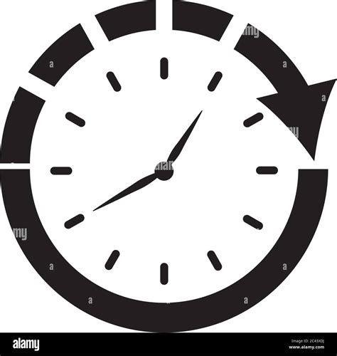 Arrow Around The Clock Icon Over White Background Silhouette Style Vector Illustration Stock